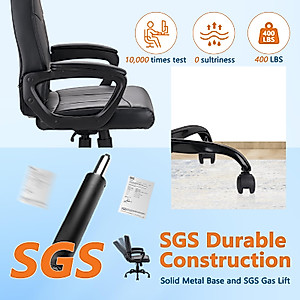 CLATINA Mid Back Leather Office Executive Chair with Lumbar Support and Padded Armrestes Swivel Adjustable Ergonomic Design for Home Computer Desk 4 Pack