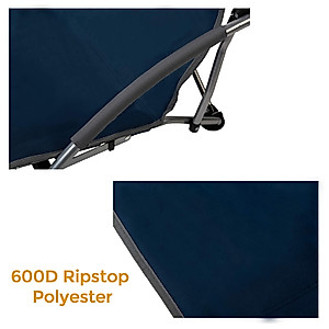 Pacific Pass Lightweight Camp and Beach Chair w/ Built-In Cup Holder, Includes Carry Bag - Navy/Gray