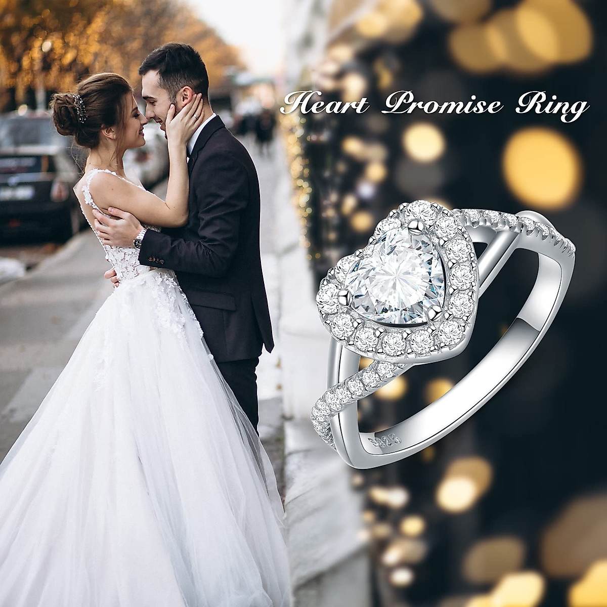 DIYA Personalized Moissanite Engagement Ring for Women Wedding Rings Solitaire Moissanite Promise Rings 1CT D Color VVS1 Clarity Wedding Band 925 Sterling Silver with 18K White Gold Plated Size 10