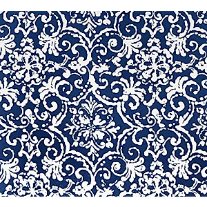 RSH Décor Indoor Outdoor Patio Furniture Set of 2 Tufted Bistro Round Chair Seat Cushion Pads with Ties ~ Available in 4 Sizes & Various Fabrics - 20" Navy Blue Affair Scroll