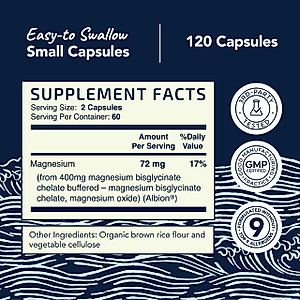 Magnesium Glycinate 400mg | High Absorption Formula for Sleep, Calm, Muscle Relaxation, Heart, Bone & Nerve Support for Women & Men | Chelated Magnesium Glycinate & Magnesium Supplement | 120 Capsules