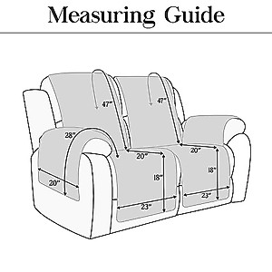 TOMORO Non-Slip Loveseat Recliner Cover, 100% Waterproof Quilted Recliner Chair Slipcover Furniture Protector with Pockets, Washable Couch Cover with Elastic Straps for Kids and Pets
