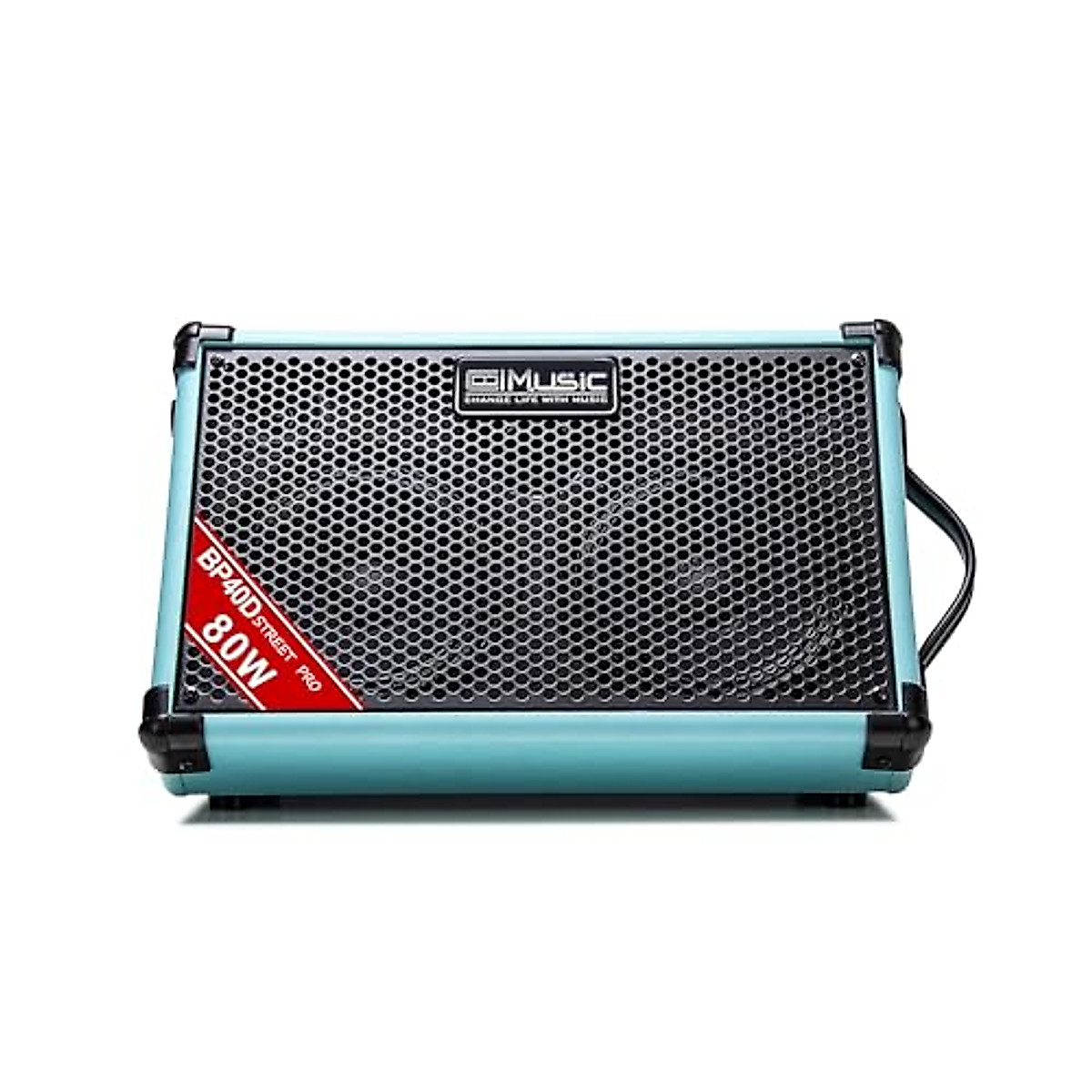 Coolmusic BP40D Powered Acoustic Guitar Amplifier- Portable Bluetooth Speaker 80W W/Battery with Reverb Chorus Delay Effect, 6 Inputs,3 Band EQ, Blue