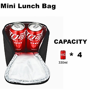 Lightweight Insulated Mini Lunch Bag,Cooler Lunch Box For Women,Men , Compact Lunch Pail for Office Black.¡­