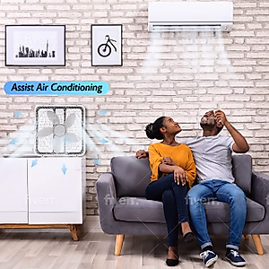 Comfort Zone Box Fan with Carry Handle, 20 inch, 3 Speed Full-Force Air Circulation with Air Conditioner, Floor Fan, Bedroom Fan, Airflow 15.03 ft/sec, Ideal for Home, Bedroom & Office, CZ200ABK