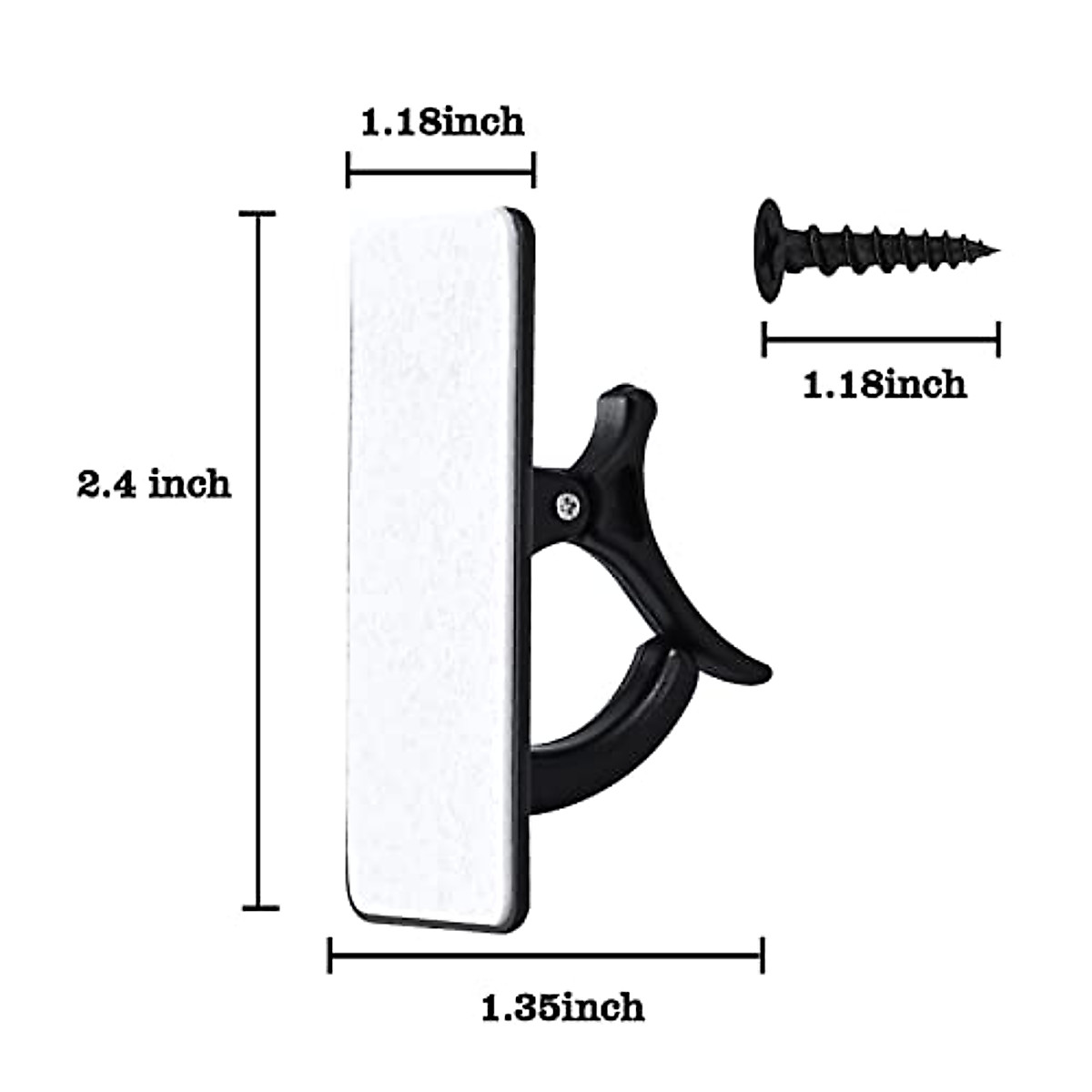 AimiDream Adhesive Hooks,Screw-in Hooks,Utility Hooks for Hanging Clothes,String Lights and Wire,Wind Chimes,Black, 12 Packs
