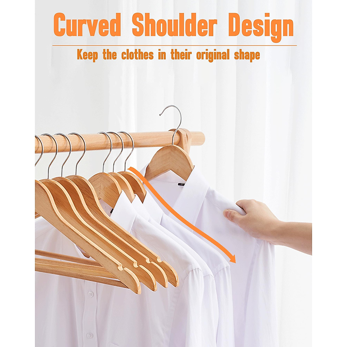 BGRQRIQ Wooden Hangers 20 Pack - Heavy Duty Shirt Hangers and Suit Hangers for Men - Perfect for Hanging Shirts, Suits, and Coats