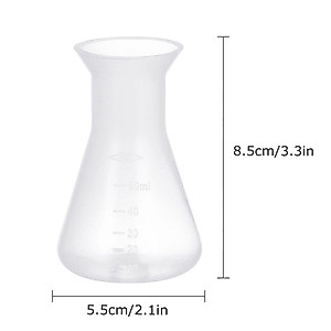 ULTECHNOVO Erlenmeyer Flask - 6pcs Plastic Conical Flask Clear Scale, 50ml Conical Flask for Lab Chemistry Students Educational Learning