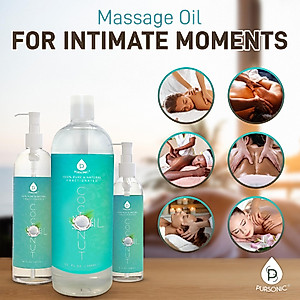 Pursonic Pure Unscented Fractionated Coconut Oil - 16 Oz Multipurpose Oil for Skin, Hair, Body Massage & Makeup Removal - Carrier Oil for Essential Oils and Aromatherapy