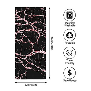 Hand Towel Marble Black Rose Gold for Bathroom Kitchen Microfiber Fingertip Bath Towels 12 x 27.5 Inch Soft Decorative Home Hotel Gym Laundry Room