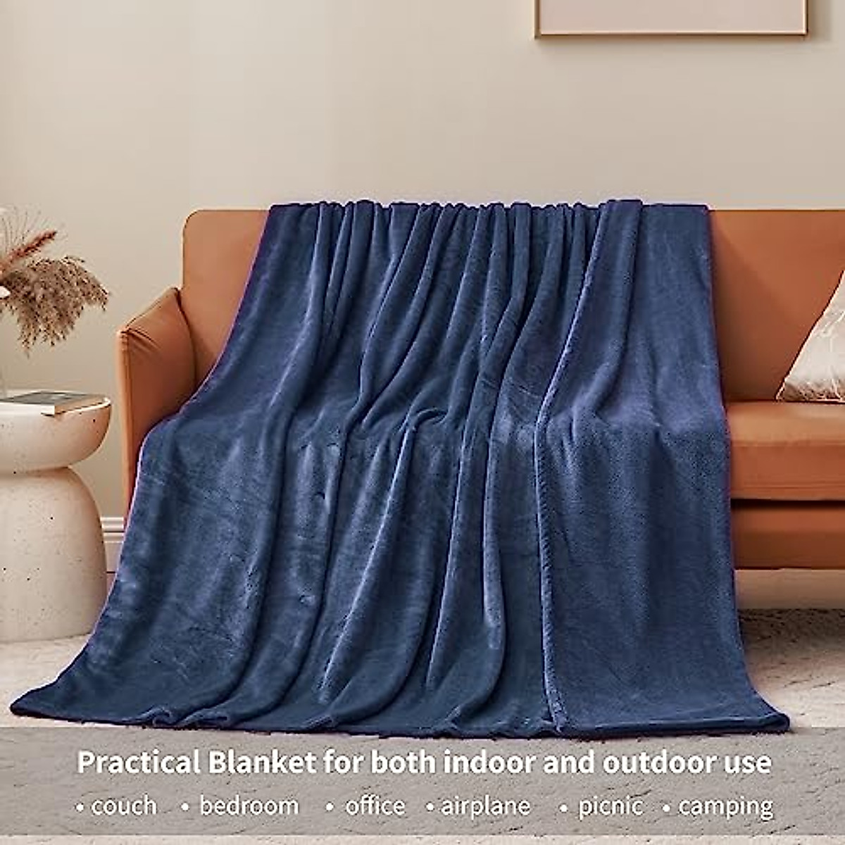 RUIKASI Fleece Throw Blanket Single - Plush Fuzzy Flannel Blanket Navy Blue for Single Size Bed, Super Soft Warm Blanket for Sofa and Couch, Fluffy Blanket 50x60 Inches