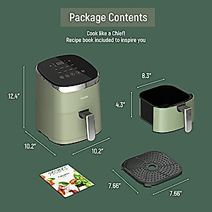 Air Fryer, Fabuletta 9 Customizable Smart Cooking Programs Compact 4QT Air Fryers, Shake Reminder, 450°F Digital Airfryer,Tempered Glass Display, Dishwasher-Safe & Nonstick, Fit for 2-4 People