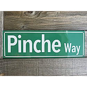 Lenrius Mexico Pinche Way Tin Road Street Sign Mexican Rd Ave 16"x4"