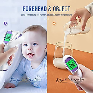 GoodBaby No-Touch Digital Forehead Thermometer, Infrared Thermometer for Adults, Kids & Babies, 1 Second Measurement, Fever Alert and 35 Sets Memory, Purple