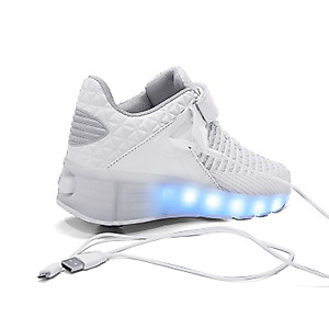 Ehauuo Kids Wheels Shoes with Lights Rechargeable Roller Skates Shoes Retractable LED Flashing Sneakers Wheels Shoes for Unisex Girls Boys Beginners Gift