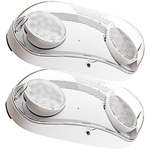 Sunco LED Outdoor Emergency Light, 2-Head Adjustable Wet Rated Exit Lights with Battery Backup, Egress Light, Fire Resistant, 2.4W, 400 LM, 6500K CCT, AC120-277V, UL 2 Pack