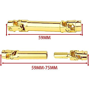 RZXYLRC Stainless Steel Drive Shaft Gold Front Rear Center Shaft for TRX4M 1/18 RC Crawler Defender Upgrade, 2PCS