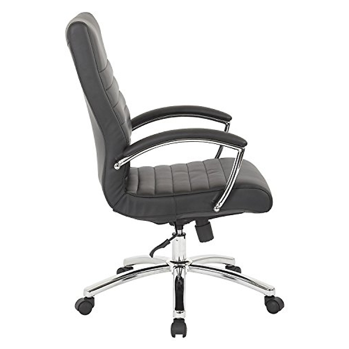 Office Star FL Series Executive Faux Leather Adjustable Office Chair with Built-in Lumbar Support, Mid-Back, Black