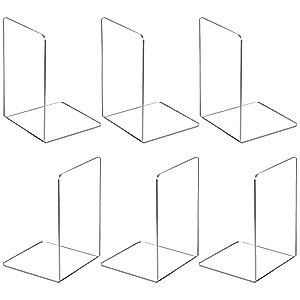 6 Pcs Acrylic Bookends, Clear Book Ends for Shelves, Heavy Duty Book Ends and Desktop Organizer, 7.3” x 4.73” x 4.73” Book Holders for Books/Movies/CDs
