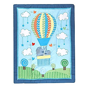 Baby Bees 4 Pieces Balloon Safari Crib Bedding Sets for Boys and Girls | Baby Bedding Set of Crib Sheet, Quilt, Dust Ruffle for Standard Size Crib