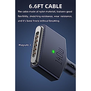 AreMe 140W USB C to Magnetic 3 Charging Cable 6.6ft, Compatible with MacBook Pro 2023 (M2, 14/16 inch), MacBook Air 2022 (M2), MacBook Pro 2021 (M1, 14/16 inch) - Midnight