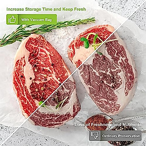 Bonsenkitchen Vacuum Sealer Bags, 11 in x 50 ft Rolls 2 Pack Seal Bags for Food Storage Saver, BPA Free, Commercial Grade Textured Food Roll Bags, Customized Size Bag for Sous Vide Cooking & Meal Prep