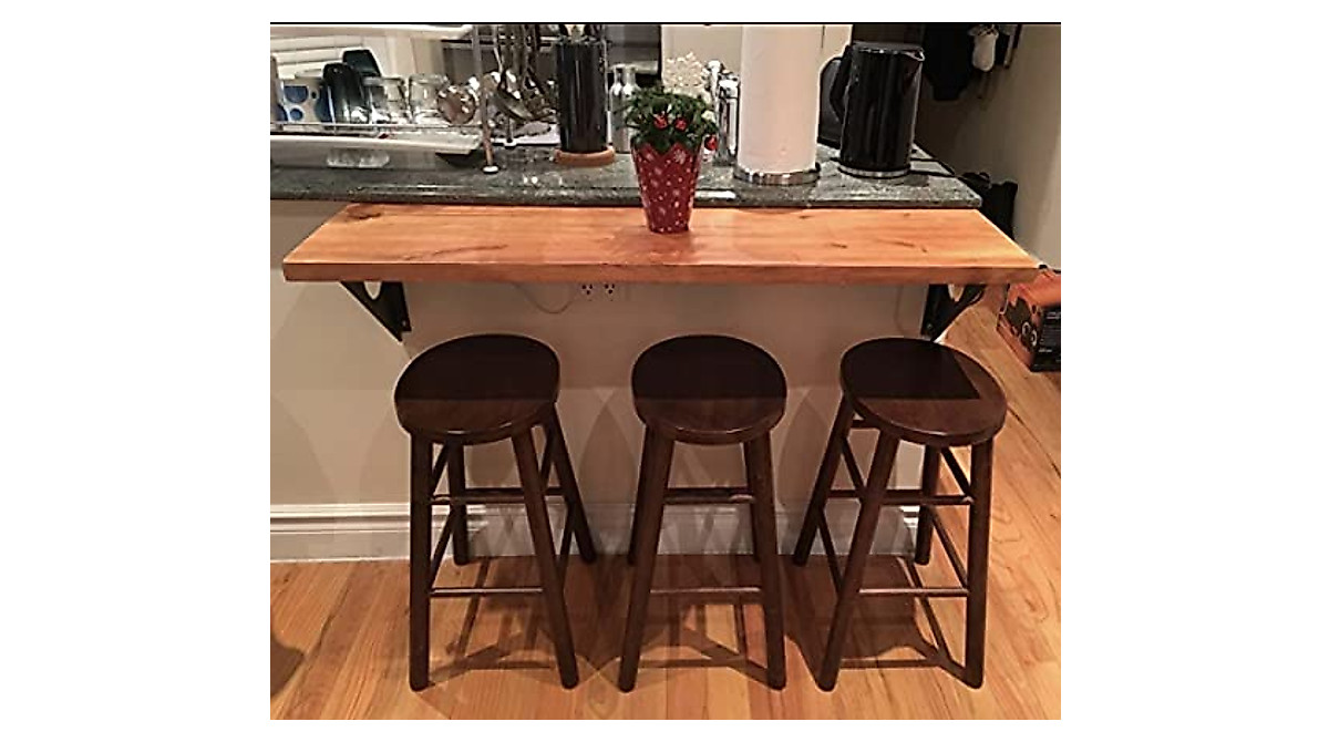 Industrial Rustic Wall-Mounted Table | Pine Wood Desk & Bar