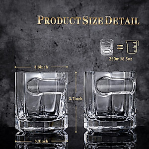 YouYah Cigar Whiskey Glasses with Cigar Holder-Set of 2, Cigar Accessories, Crystal Whisky Glass Set with Indented Cigar Rest for Brandy, Cocktail, Gifts for Men(8.5oz)