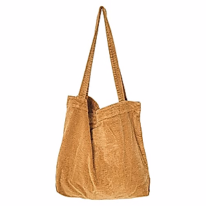 WITERY Corduroy Tote Bag for Women Girl - Large Shoulder Handbags with Pocket, Hobo Bag for Shopping Travel School Work