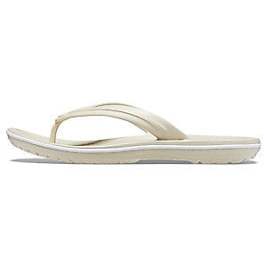Crocs Unisex Crocband Flip Flop | Slip-on Sandals | Shower Shoes, Bone, Numeric_5 US Men