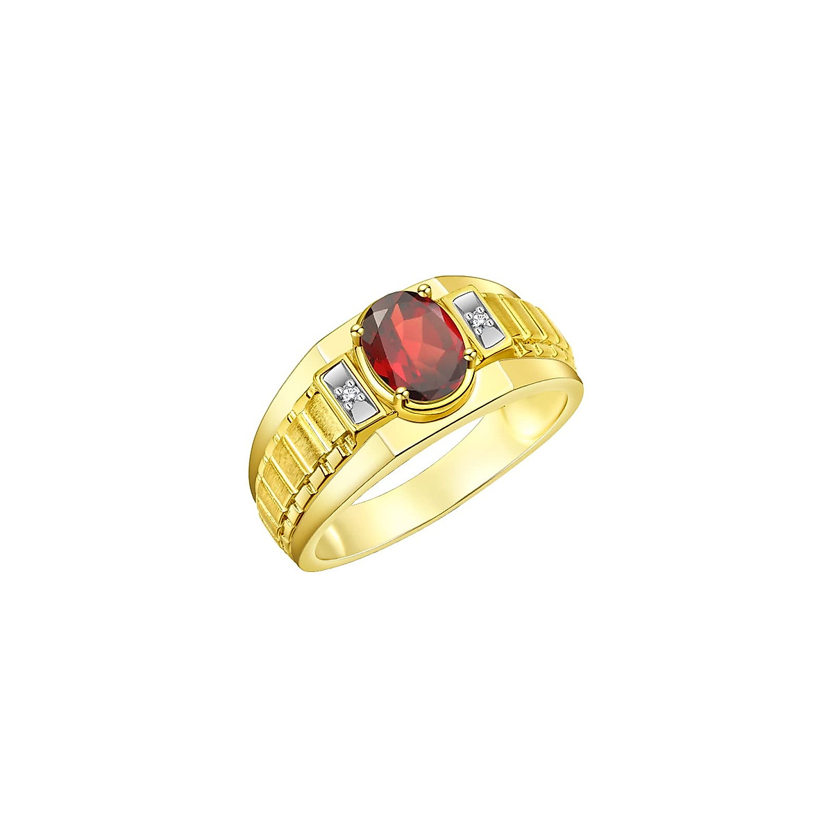 Rylos Classic Designer Oval Garnet & Diamond Ring - January Birthstone* Size 9