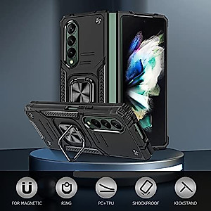 RLUYIDIKS for Samsung Galaxy Z Fold 4 Case,360°Rotate Ring Stand Magnetic Cover Case,Military Grade Protection Shockproof Phone Case,7.6inch for Samsung Galaxy Z Fold 4 5G,Black RUS01-11