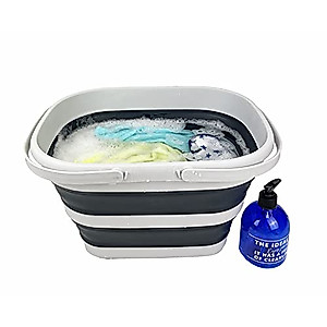 SAMMART 17L (4.5 Gallon) Collapsible Basket with Handle - Portable Outdoor Picnic Basket/Crater - Foldable Shopping Bag - Space Saving Storage Container (Grey/Slate Grey)