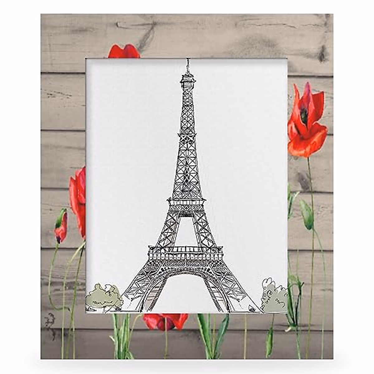 Bardic 4x6Picture Frames, Red Poppy Wooden Photo Frame Fits 3x5 with Mat or 4x6 Without Mat Photo Frames for Wall Mounting or Tabletop Display for Home Gallery Decor