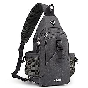 G4Free Sling Bag RFID Sling Backpack Chest Bag Crossbody Canvas Daypack for Men Women(Dark Grey)