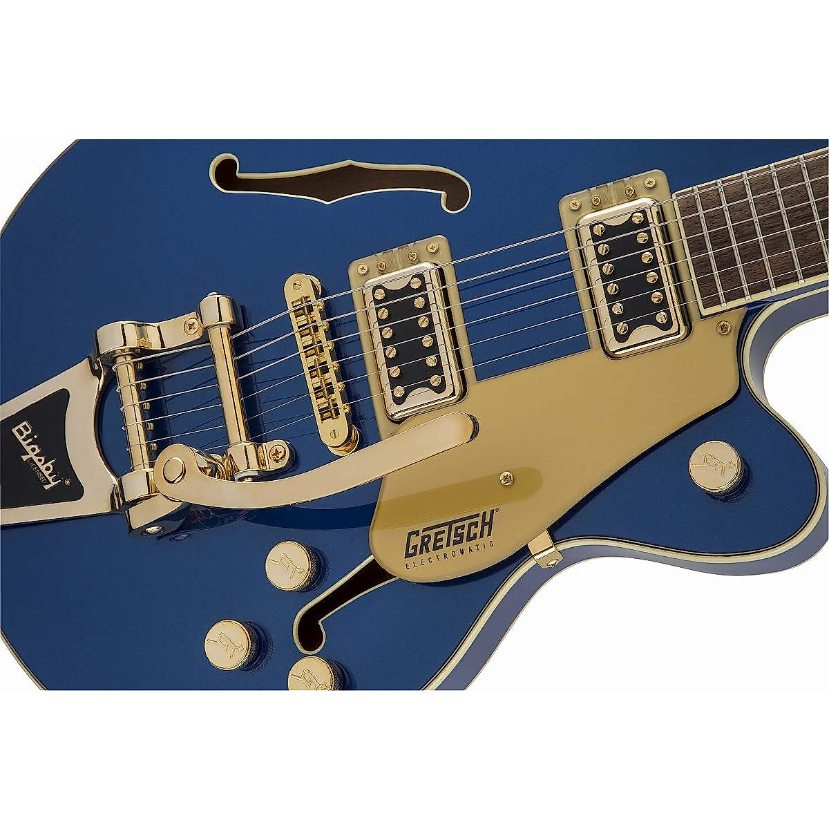 Gretsch G5655TG Electromatic Center Block Jr. Azure Metallic w/Bigsby & Black Top Broad'Tron Pickups