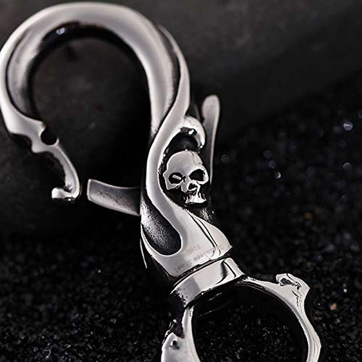 Birch & Bliss 316L Stainless Steel Swivel Skull Keychain | Keyring - Blackstatic Collection | Graduation & Fathers Day - Gifts For Men