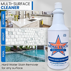 Bring It On Cleaner Water Spot Remover Plus 2 Drill Brushes, Clean Tile, Cleaning Drill Scrub Brush, Cleaning Brush for Drill, Drill Brush Attachment (32 oz)