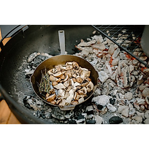 Barebones 10 Inch Cast Iron Skillet - Black Flat Enameled Cast Iron Skillet with Lid, Frying Pan