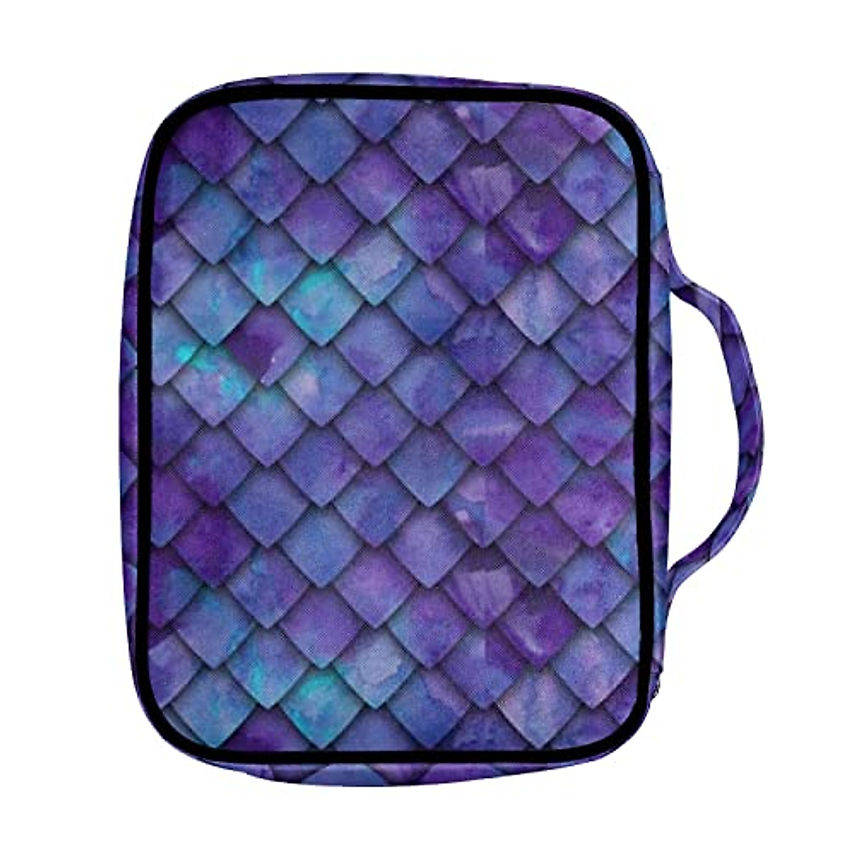 Howilath Purple Dragon Scales Print Bible Cover Portable Carrying Book Case Bible Book Covers for Women men, Church Bag Bible Case Organizers with Handle Zipper Pockets
