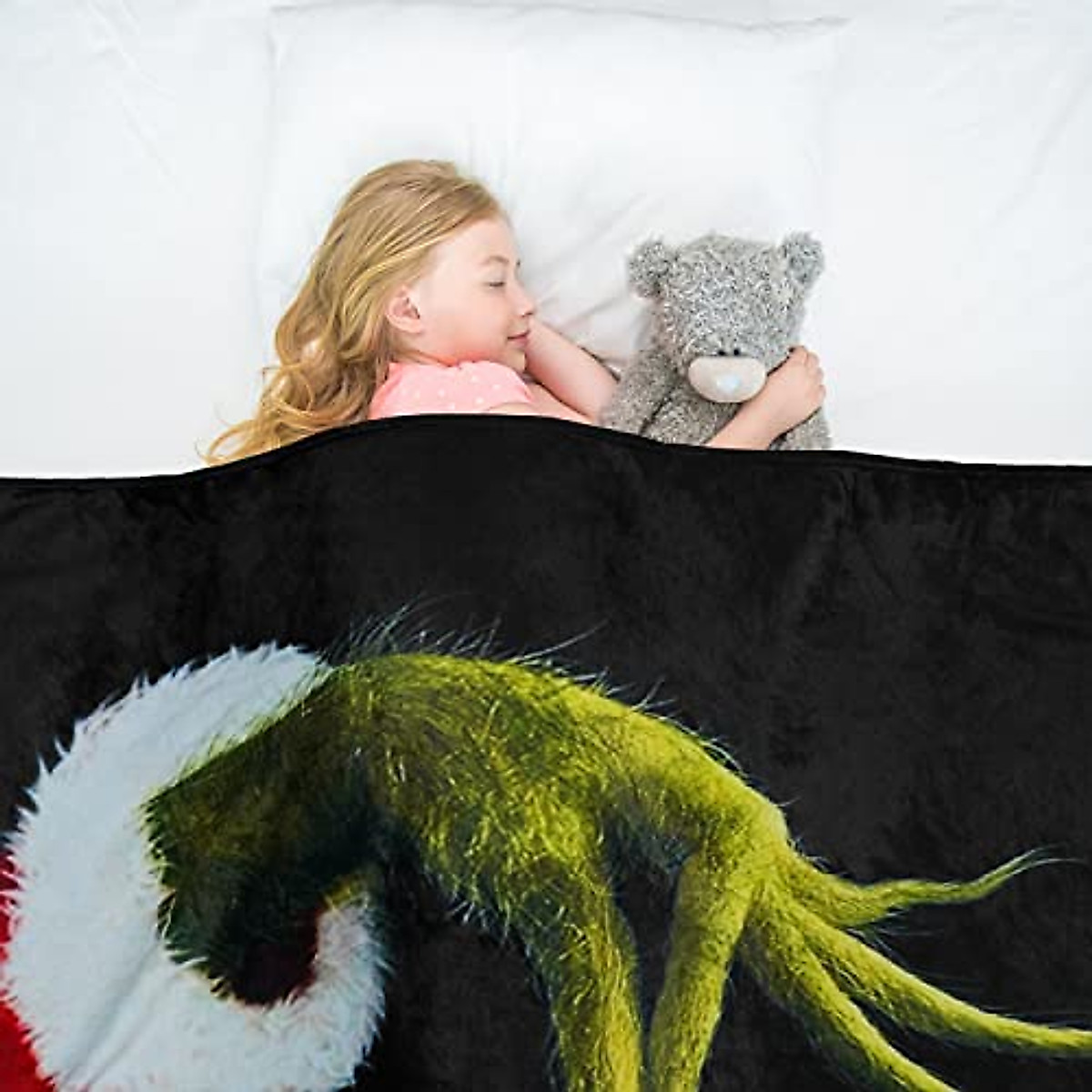 Metawu Grinch Blanket Merry Grinchmas Christmas Blanket 60”x50 Throw Fleece Blanket in Home Bed Sofa Chairs Dorm