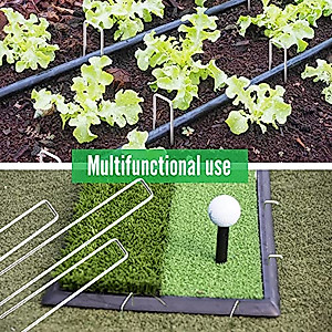 HOMBEMO 20Pcs 12 inch Garden Stakes Galvanized Landscape Staples U Shaped Stakes for Outdoor Irrigation Hoses, Artificial Turf Nails, Fixed Fences and Tents