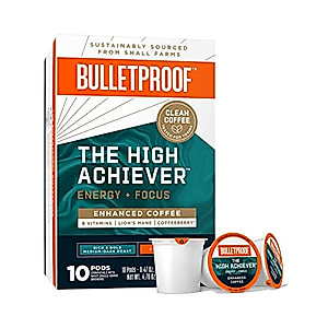 Bulletproof The High Achiever Pods, 10 count, Medium-Dark Roast Enhanced Coffee