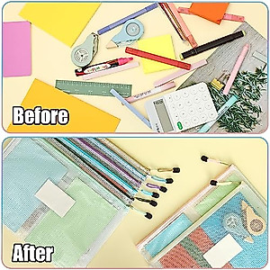 EOOUT 24pcs Zipper Bags Mesh Bags with Zipper, Mesh Zipper Pouch Durable Pouches for Organization Storage, Letter Size/A4 Size, for Travel Organize and Office Supplies