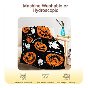 aqtoelca Halloween Teen Throw Blanket Trick or Treat Lightweight Pumpkin Blankets for Couch Sofa Outdoor Fleece Blankets and Throws Halloween Holiday Decorative Blanket 50x60-02