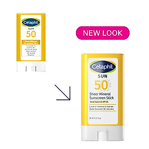 Cetaphil Sheer Mineral Sunscreen Stick for Face & Body, 0.5oz, 100% Mineral Sunscreen: Zinc Oxide & Titanium Dioxide, Broad Spectrum SPF 50, For Sensitive Skin
