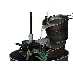 HOSERIMO 27.6" Tall Outdoor Floor Water Fountain 3-Tier Pump Fountain with Hummingbird Bath Statue for Decor Home Garden Patio Backyard Lawn, Rustic