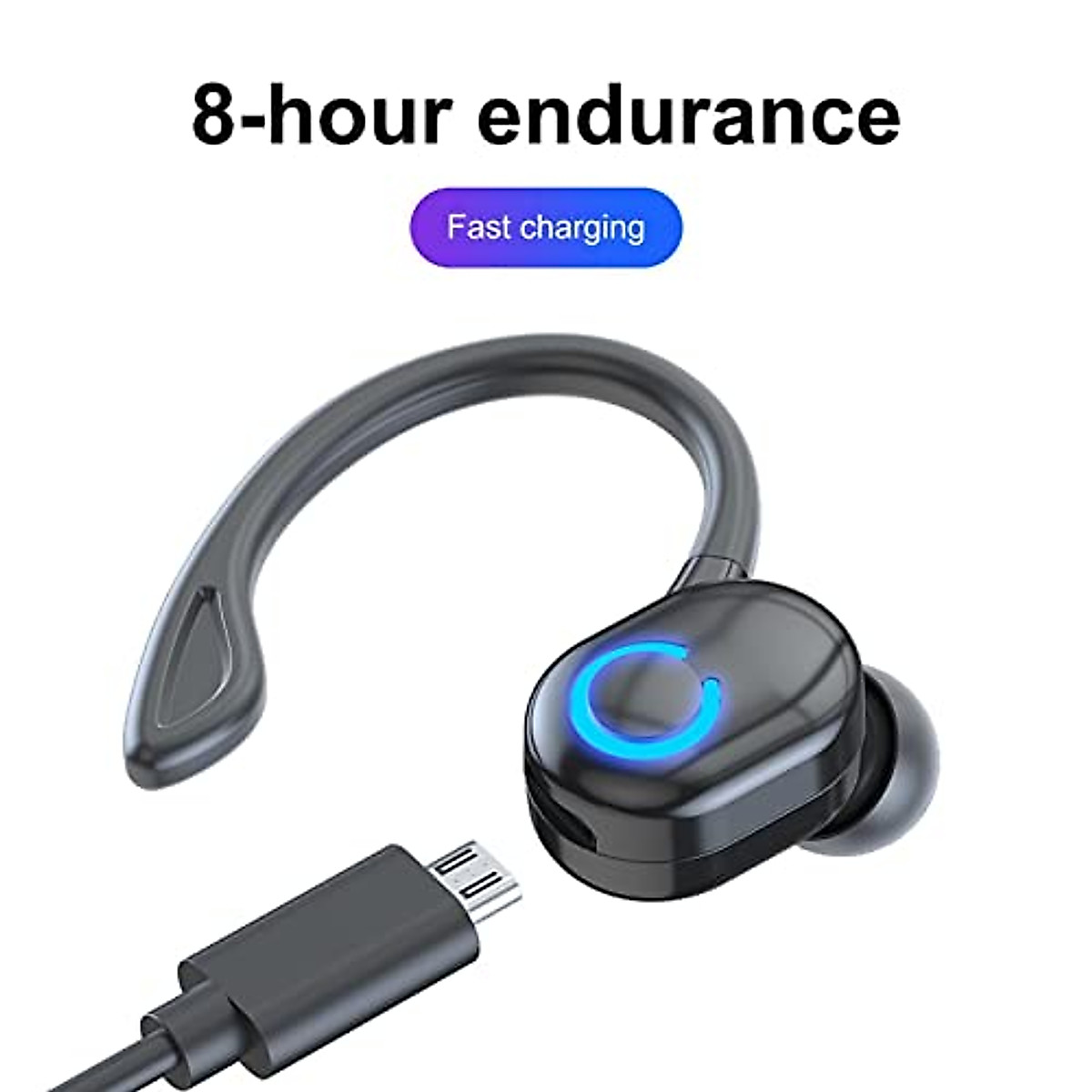 Single Ear Bluetooth Headset Earhook Wireless Bluetooth 5.2 Ultralight Business Headset with Microphone Suitable for Driving Business Office