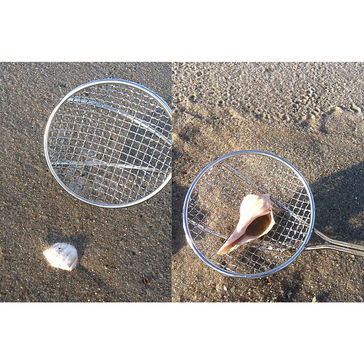 Sand Dipper Full Size Beach Scoop Shovel & Sifter Tool for Beachcombing – Adjustable Sea Glass, Shell, Shark Tooth Sifter for the Beach – Can Be Used as a Walking or Hiking Stick Too – Blue, 4” Basket