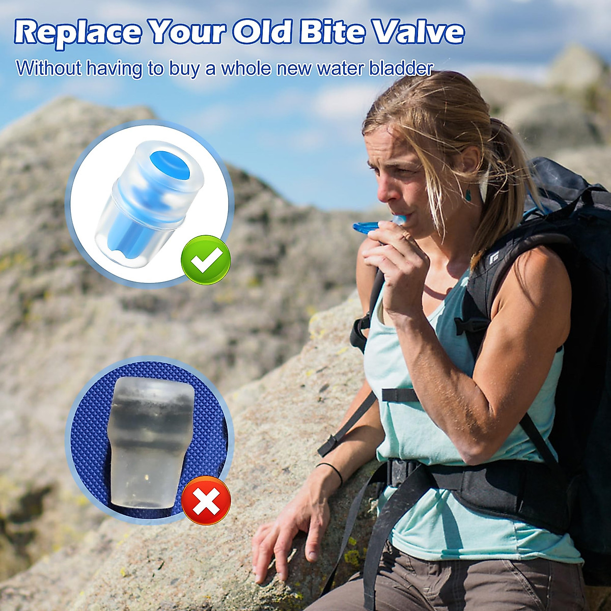 Enhon 4 Packs Bite Valve Replacement Sheath for Water Bladder, Compatible with Osprey Packs Hydraulics Reservoirs, Hydration Pack Bite Valve Silicone Nozzle Mouthpiece Replacement